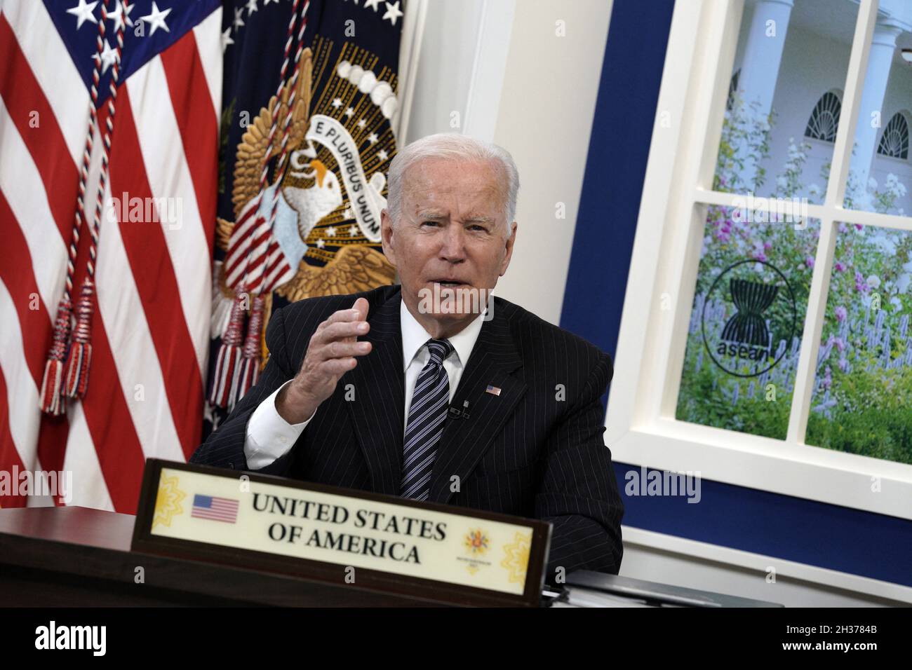U.S. President Joe Biden participates virtually in the annual U.S ...