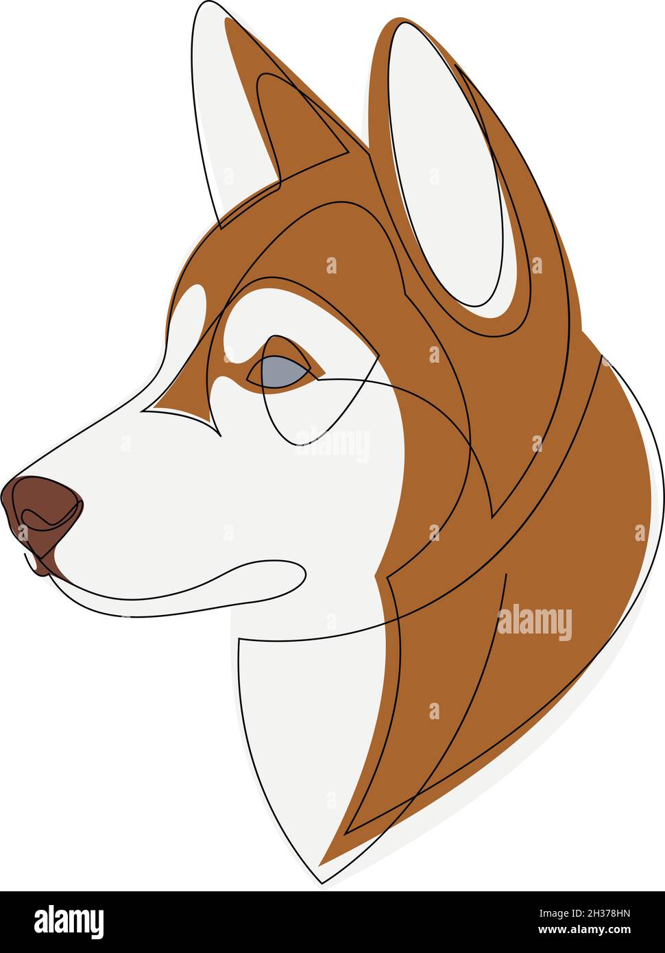 Continuous line Siberian Husky Drawing. Vector illustration one line ...
