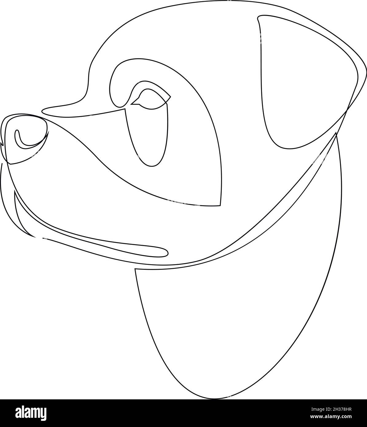 Rottweiler dog-continuous line drawing.web icon. vector design Stock ...