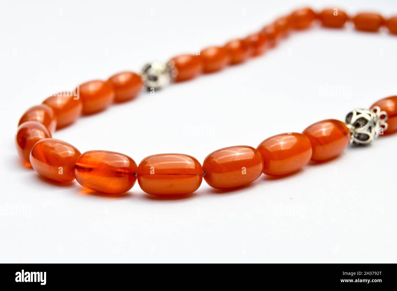 Orange and silver beads sequenced, short rosary, tespih tesbih, an ...