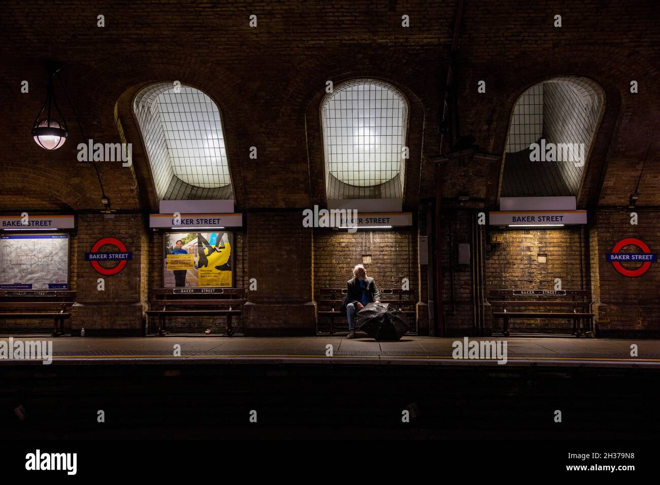 Platform of the Historic Baker Street London Underground Station ...