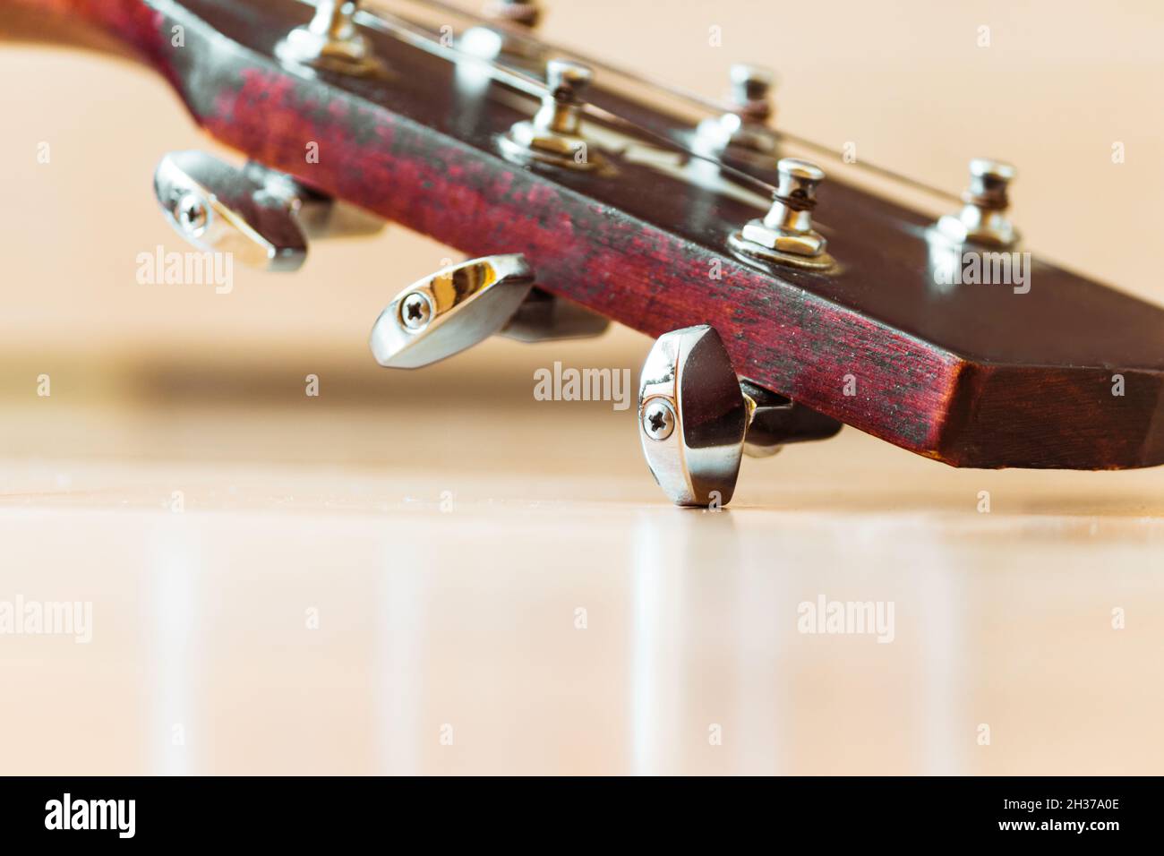 Close-up of the top of the guitar neck Stock Photo - Alamy