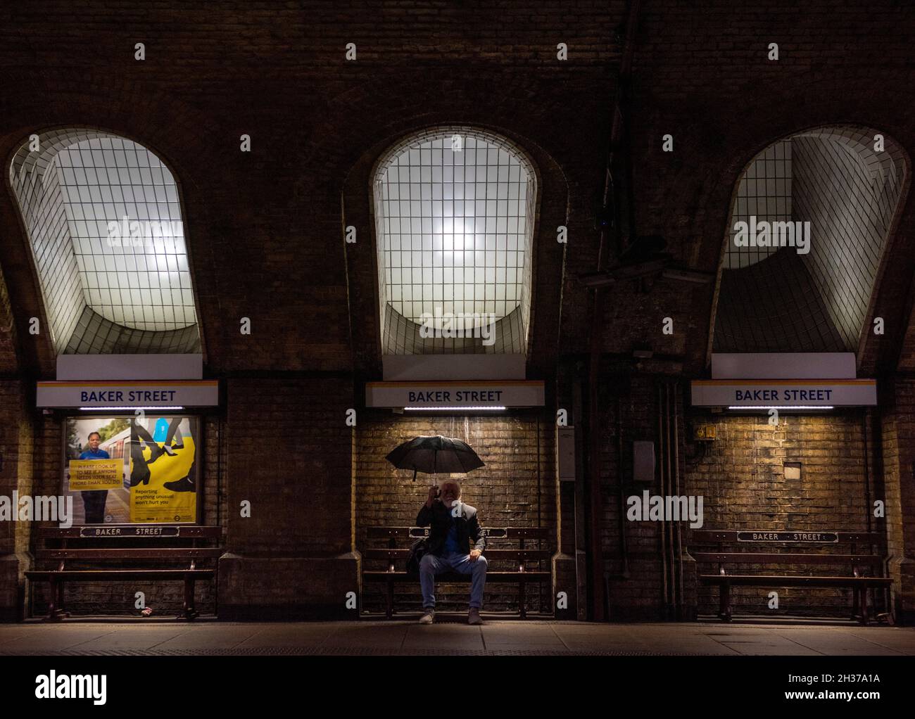 Platform of the Historic Baker Street London Underground Station ...