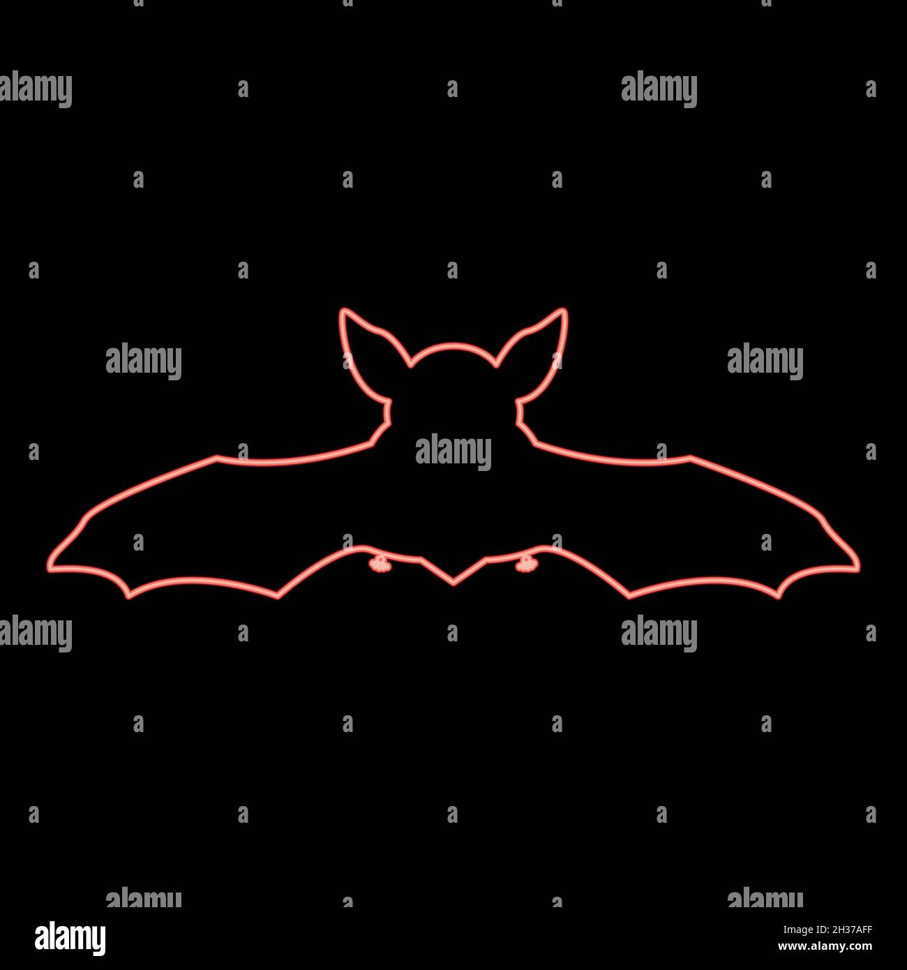 Neon night bat red color vector illustration flat style light image ...