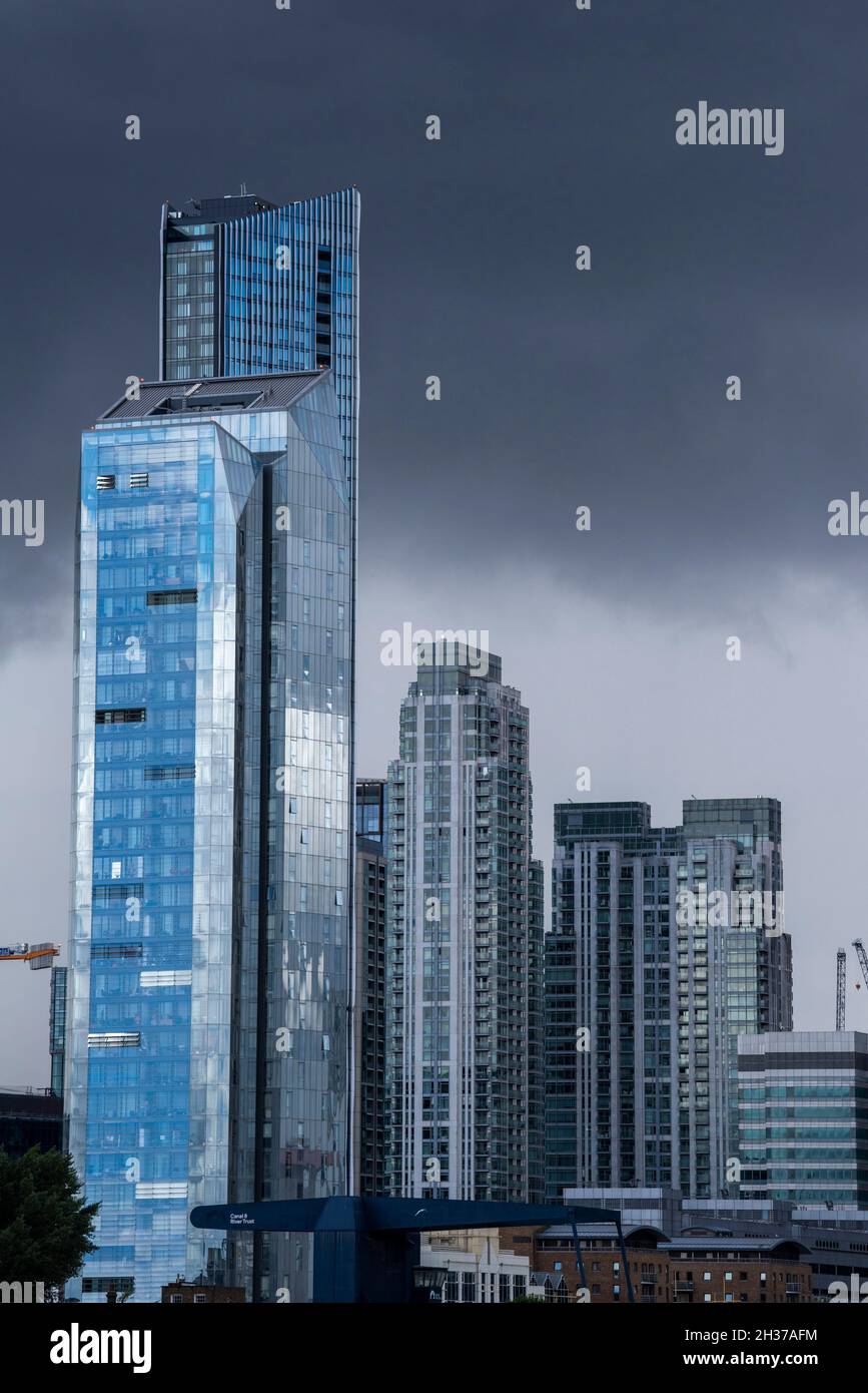 Stormy day at Dollar Bay Point in Canary Wharf, captured from the ...