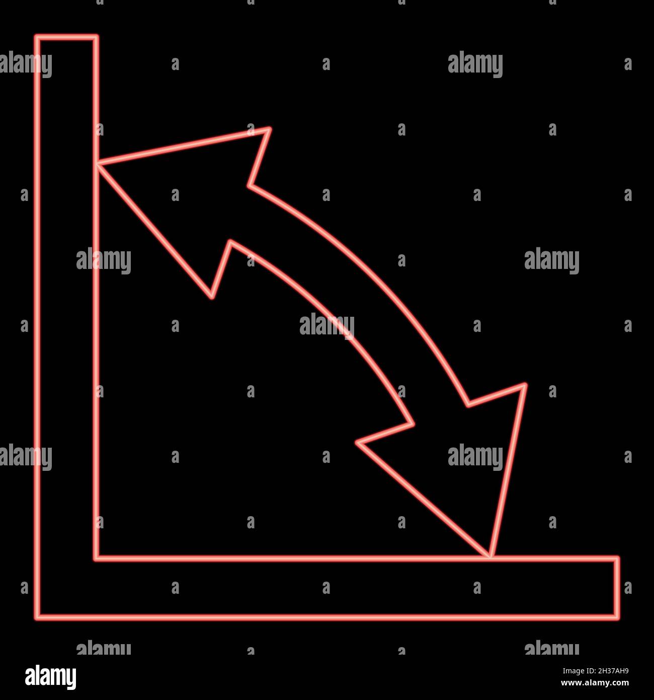 Neon geometry math signs symbols red color vector illustration flat ...