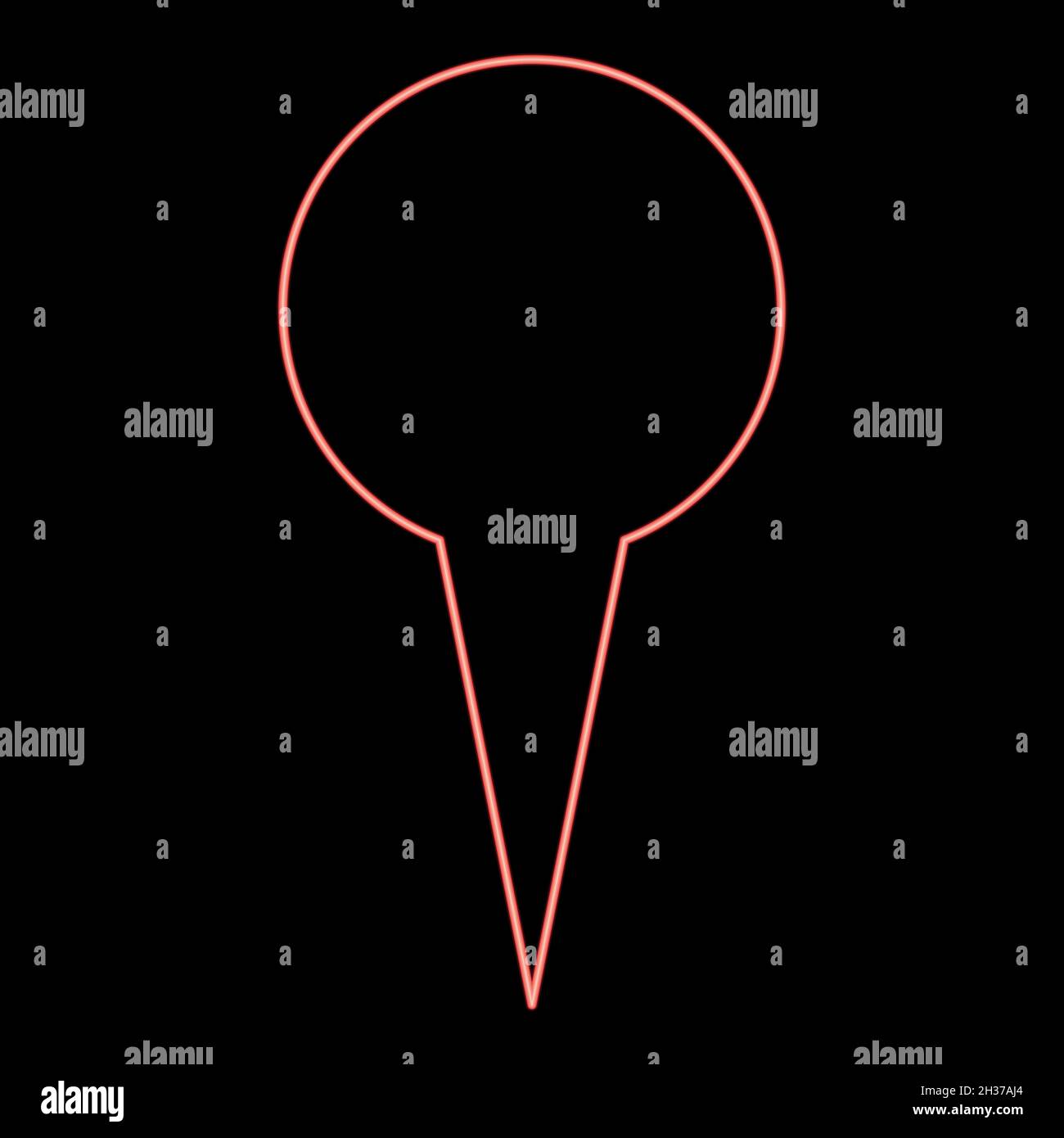 Neon location indicator or pin red color vector illustration flat style ...