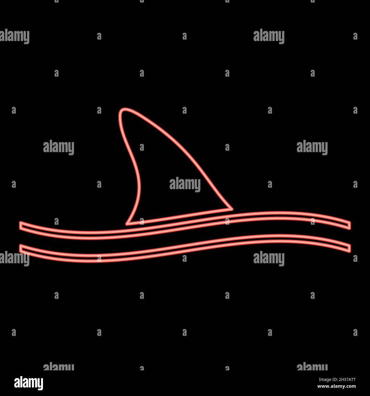 Neon fin of shark red color vector illustration flat style light image ...