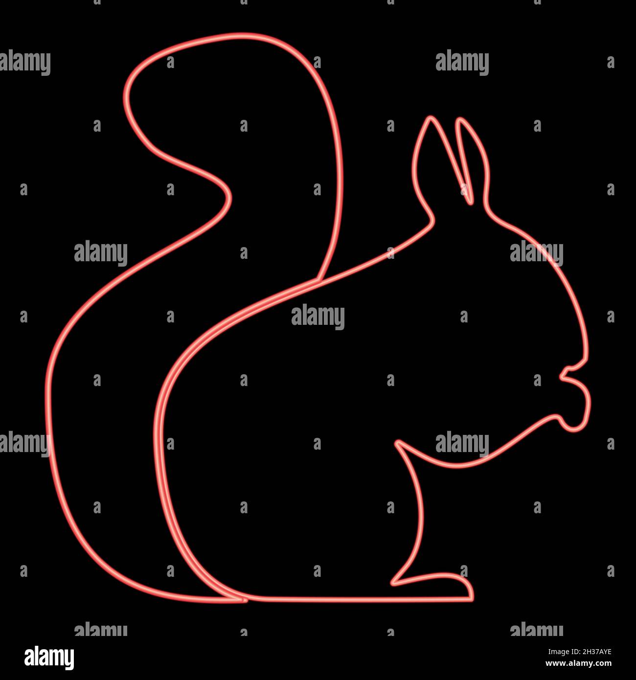 Neon squirrel red color vector illustration flat style light image ...