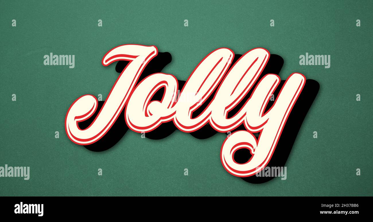 Composition of jolly text over green background at christmas Stock ...