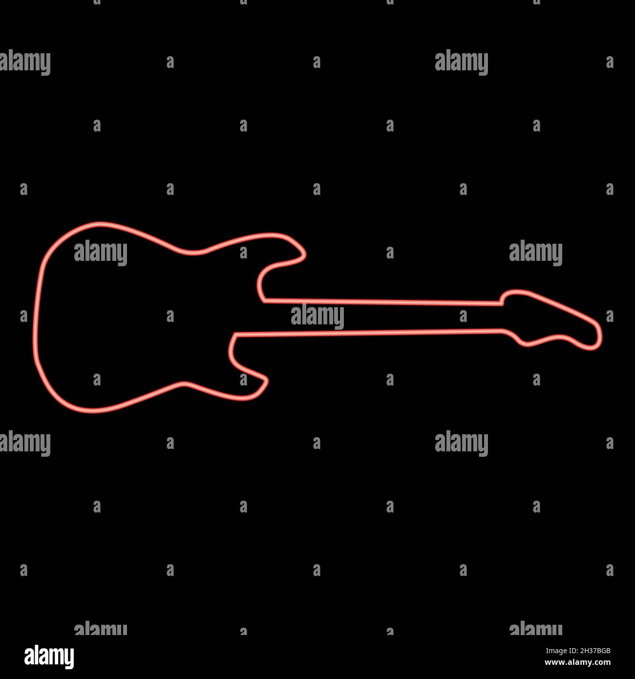 Neon electric guitar red color vector illustration flat style light ...