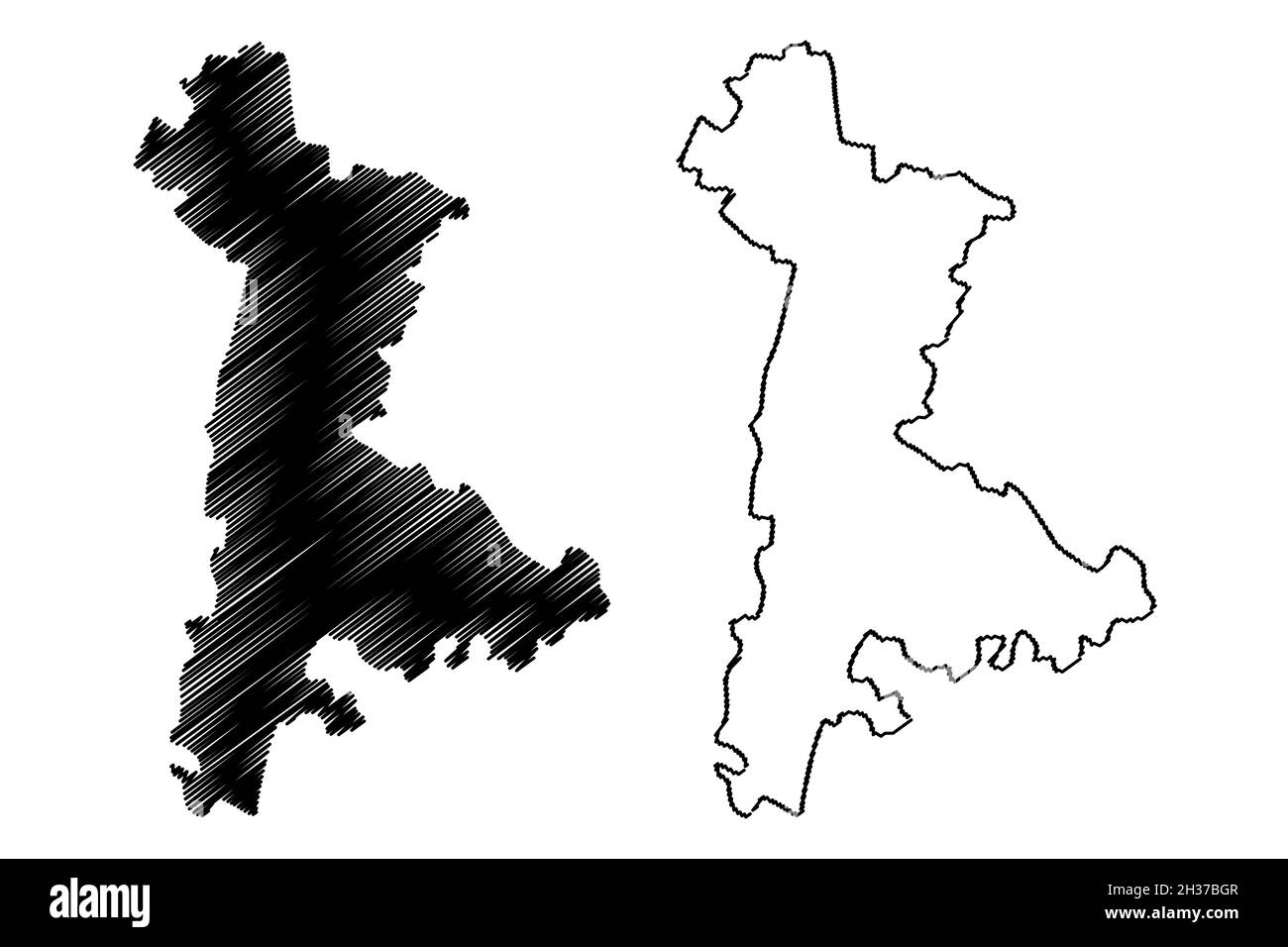 Nuh district (Haryana State, Republic of India) map vector illustration ...