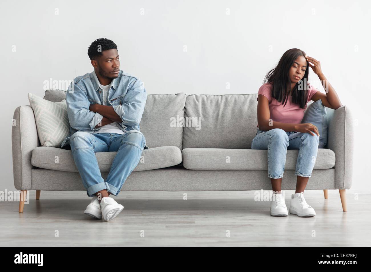 Young married black couple having fight, ignoring each other Stock ...