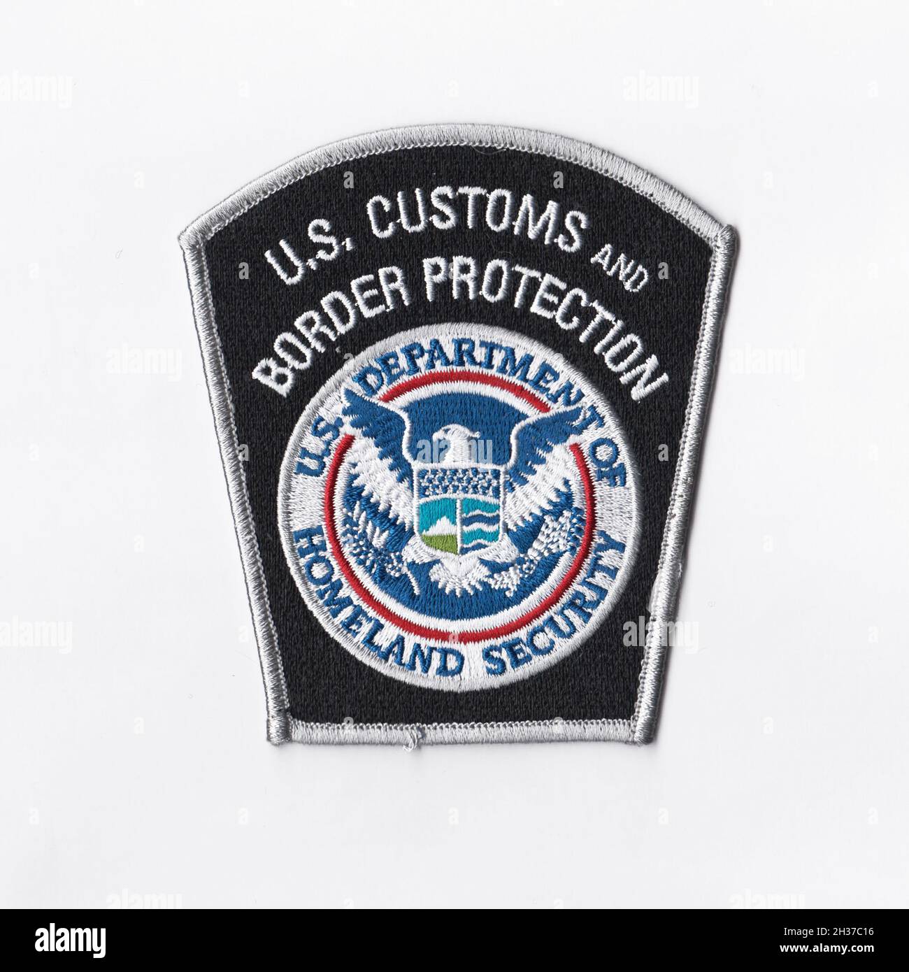 US police department patch isolated with white background Stock Photo ...