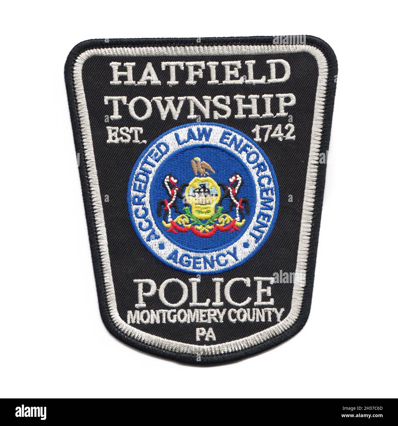 US police department patch isolated with white background Stock Photo ...