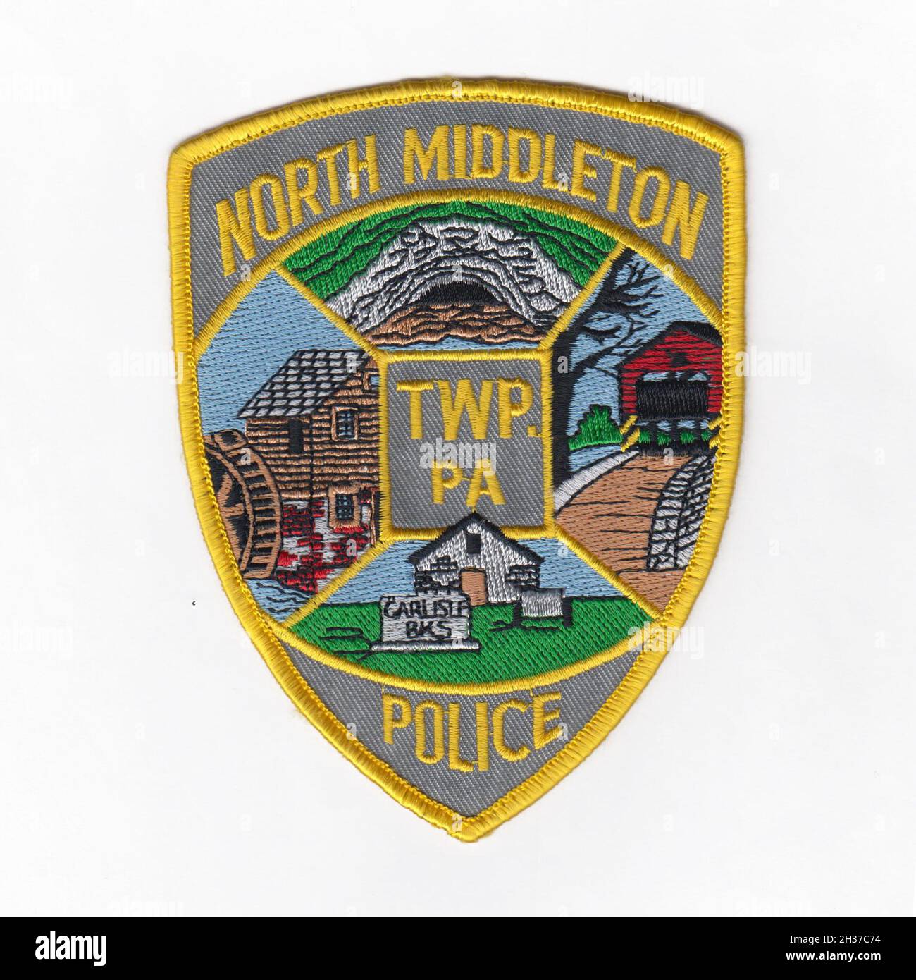US police department patch isolated with white background Stock Photo ...