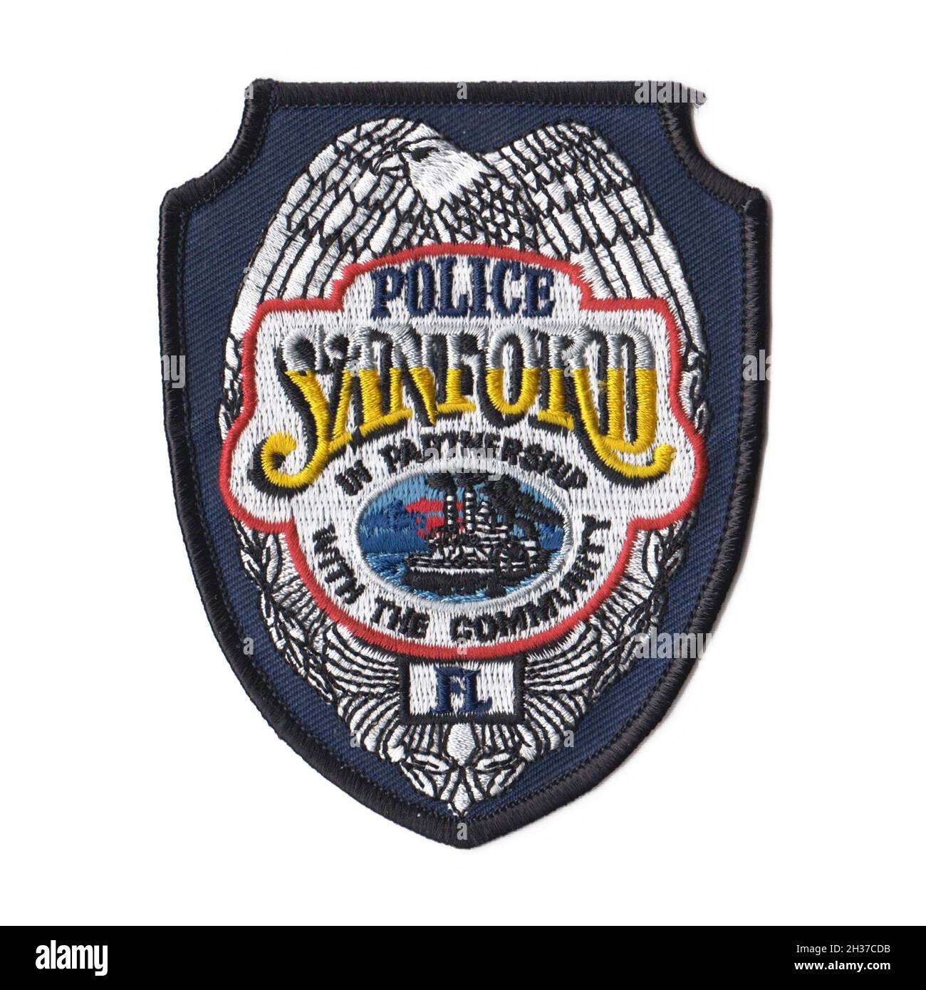 US police department patch isolated with white background Stock Photo ...