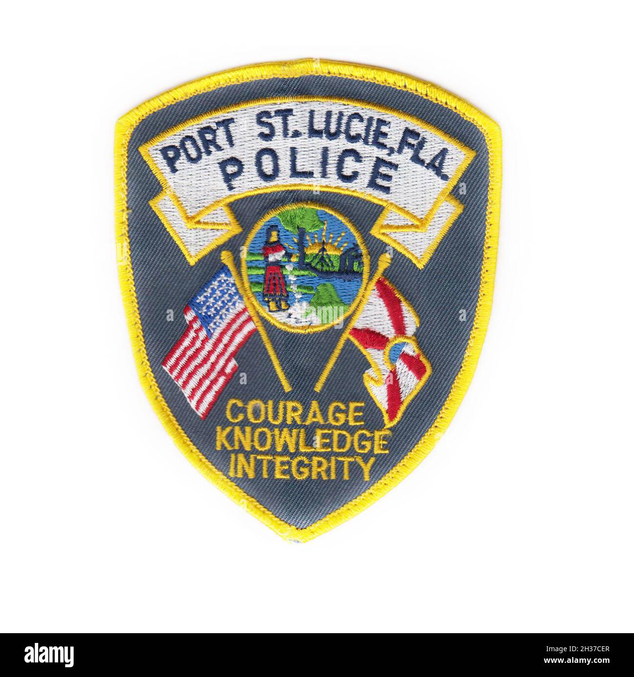 US police department patch isolated with white background Stock Photo ...