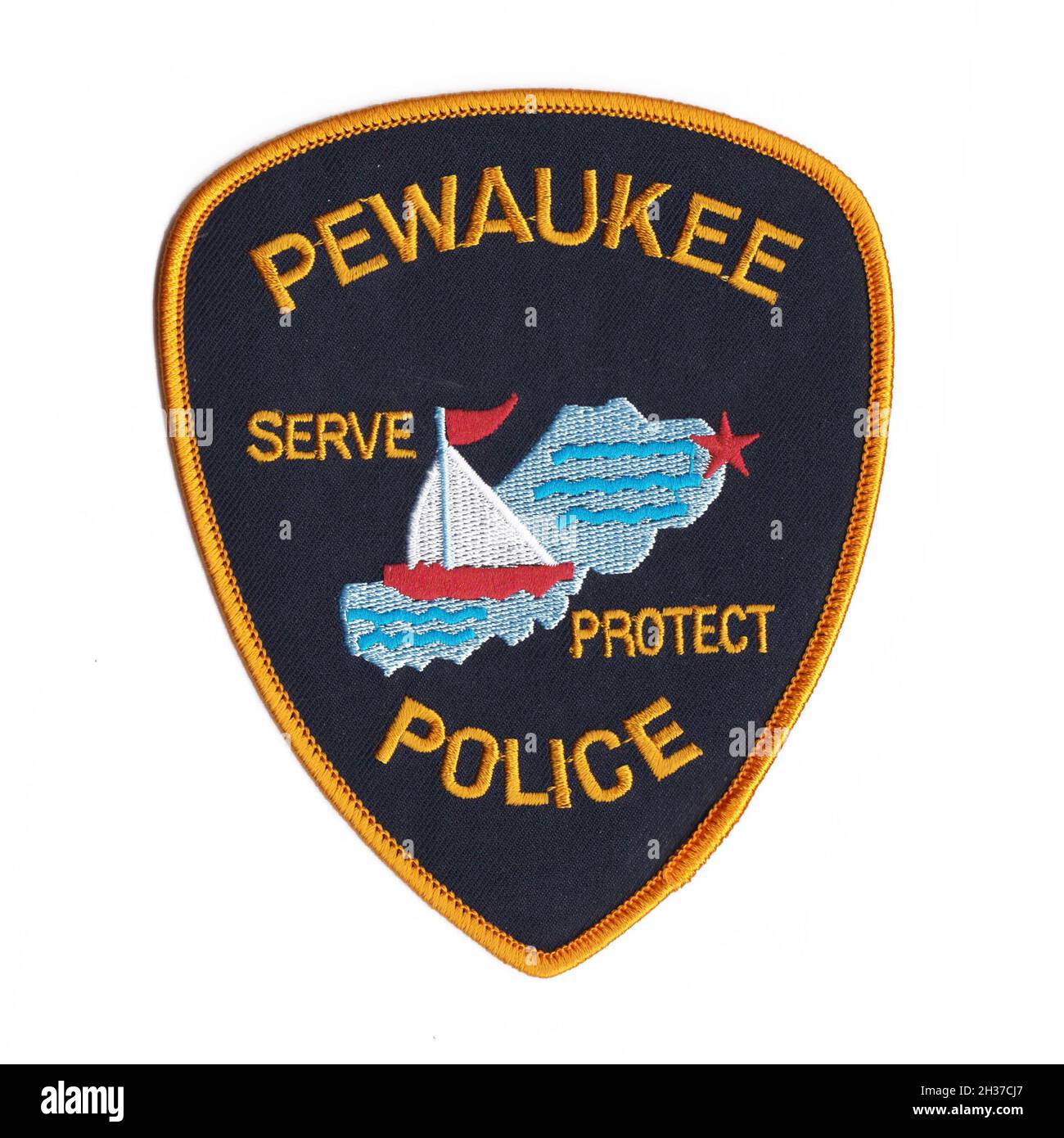 US police department patch isolated with white background Stock Photo ...