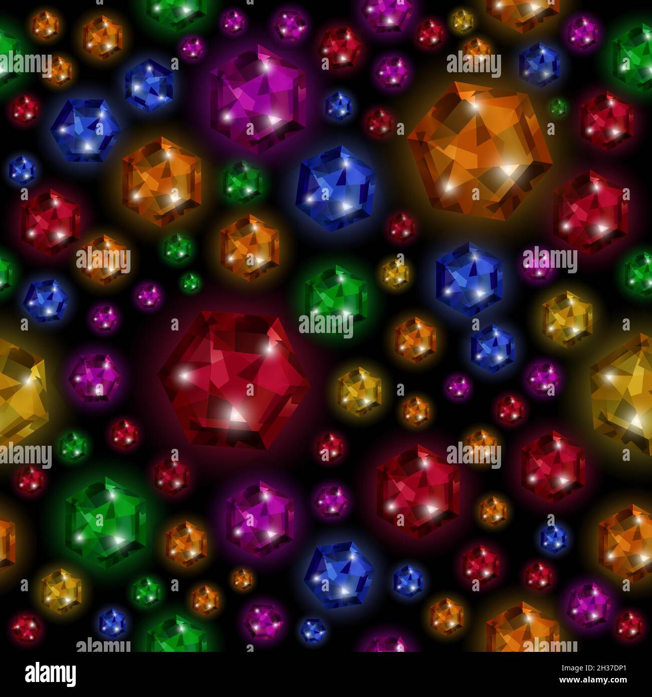 Seamless repeating pattern. Jewels and gemstones in multiple colors ...