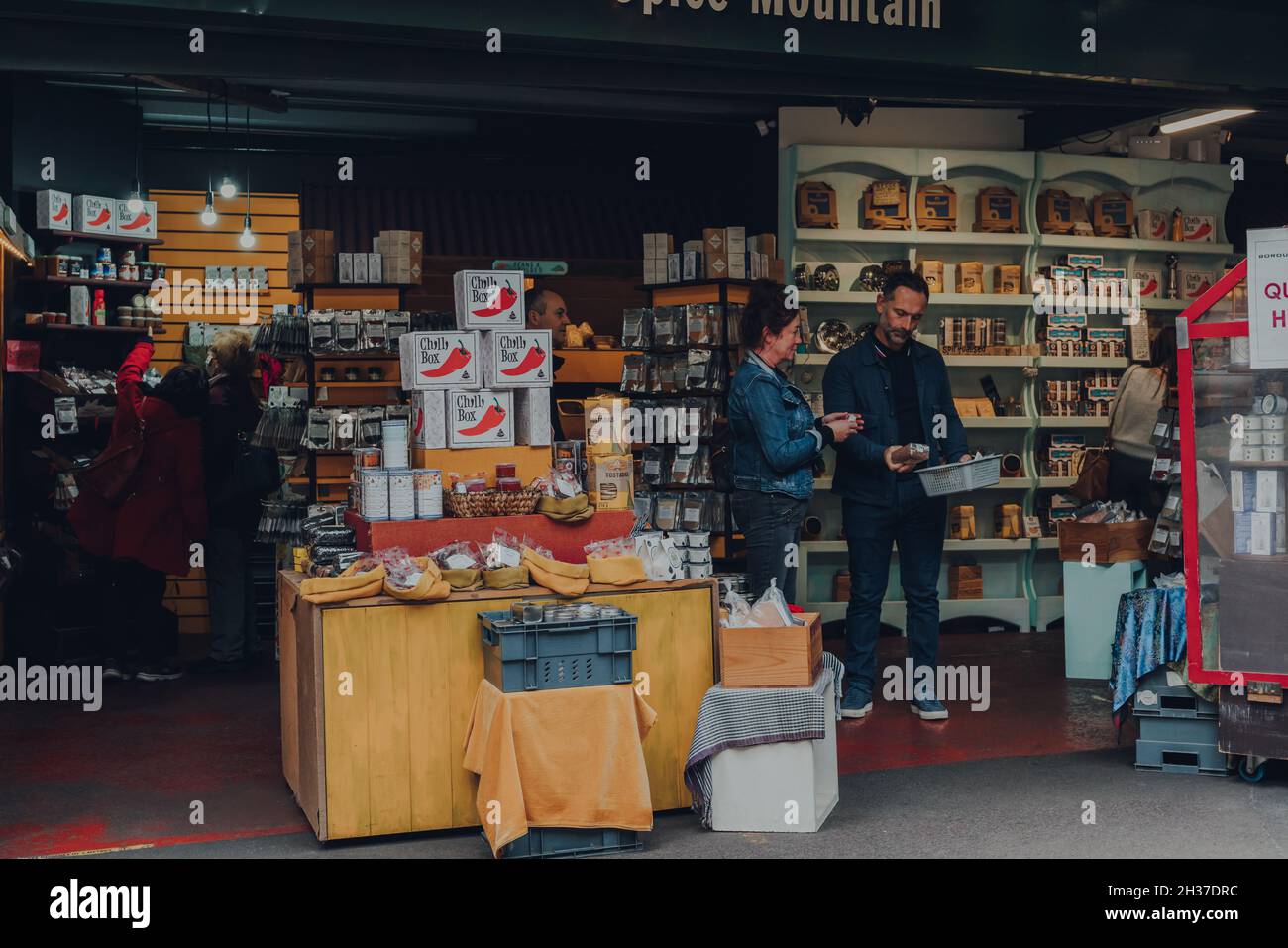 London, UK - October 17, 2021: People at the Spice Mountain Middle ...