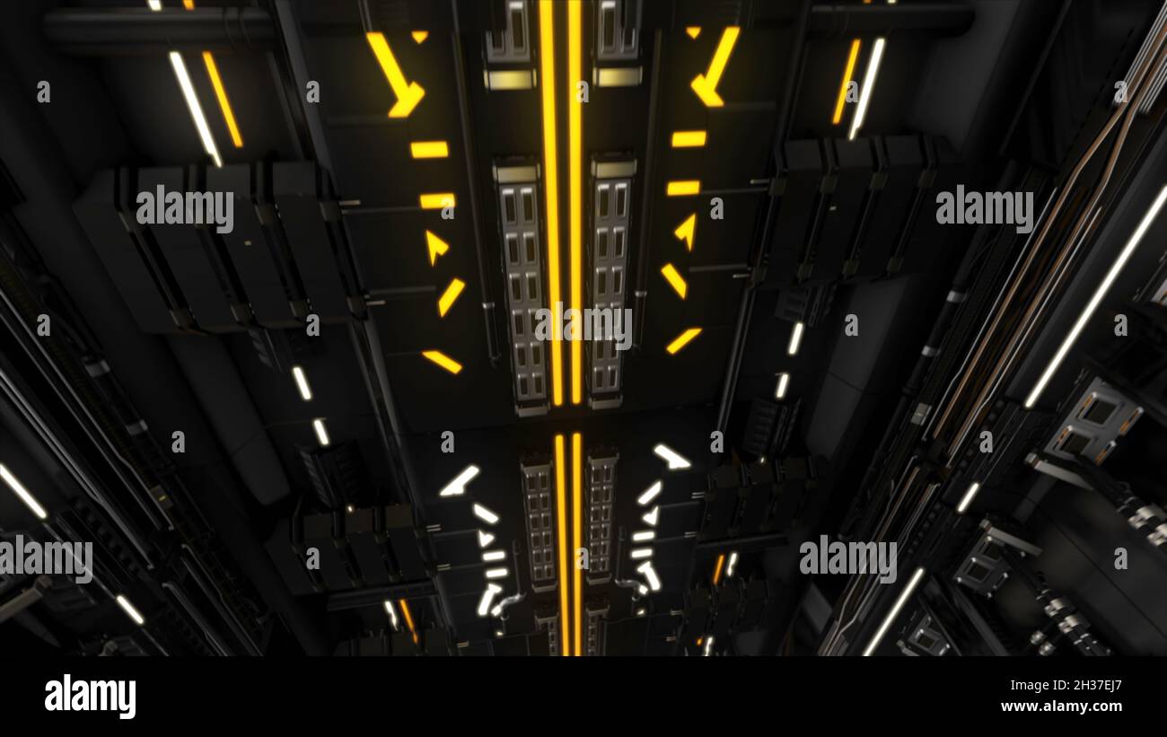 Abstract futuristic animation with technological tunnel, seamless loop. Animation. Flying ...