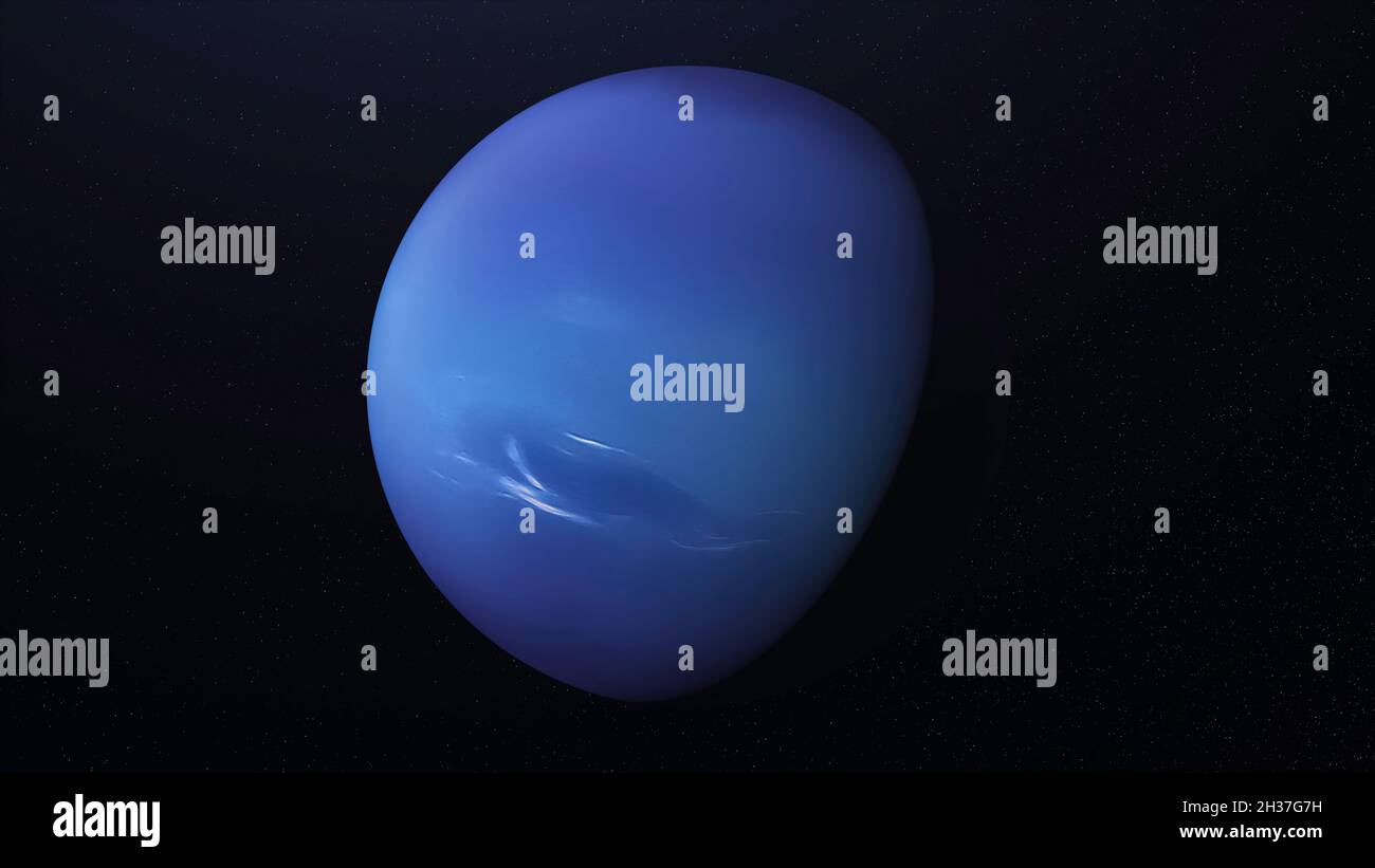 Amazing abstraction of blue Neptune planet rotating among endless stars ...