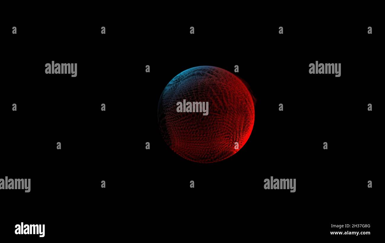 Abstract animation of rotating sphere decaying into multicolored moving ...