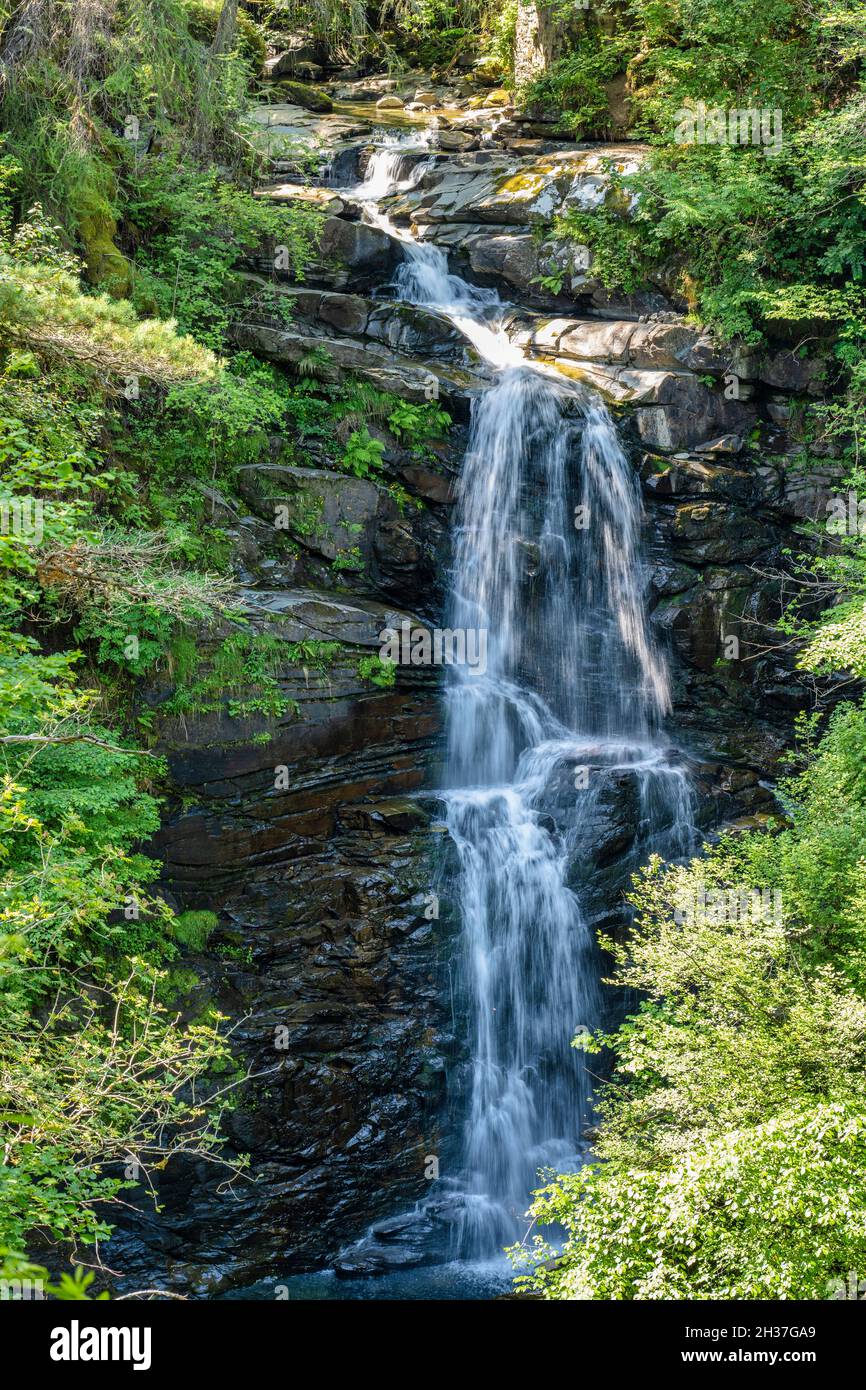 Upper Falls of Moness at Aberfeldy in Highland Perthshire, Scotland, UK ...