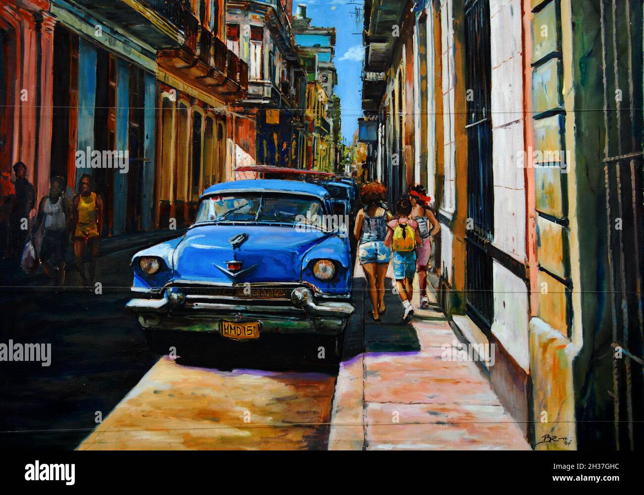 CUBA, HAVANA, OLD AMERICAN CARS PAINTING Stock Photo - Alamy