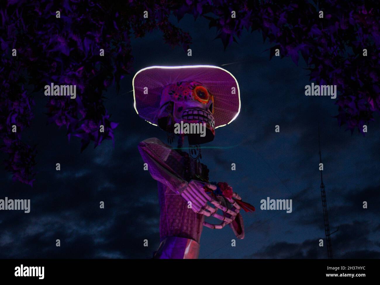 View of Monumental Catrina with a 12 meters of long manufactured with ...