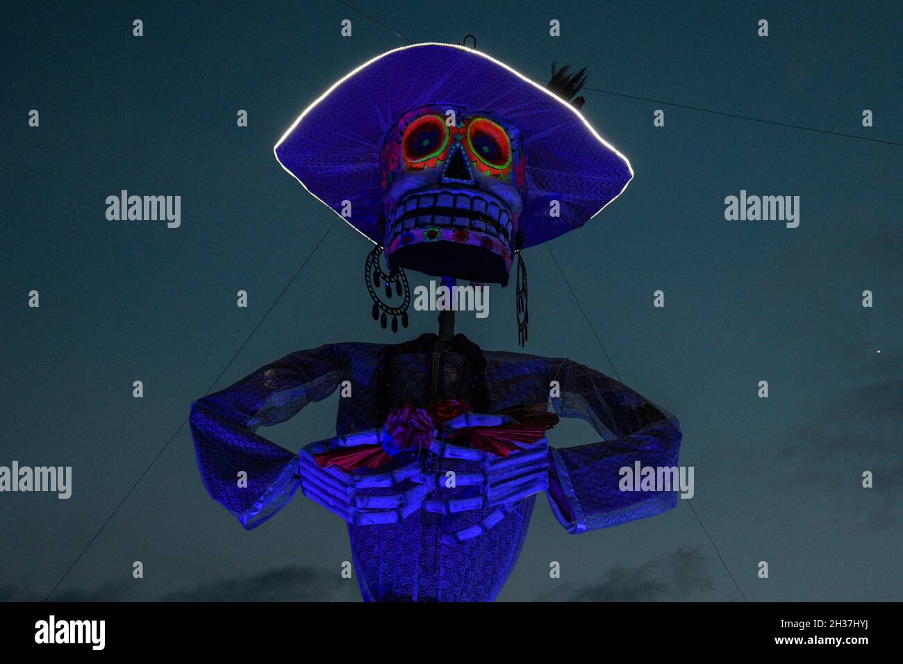 View of Monumental Catrina with a 12 meters of long manufactured with ...