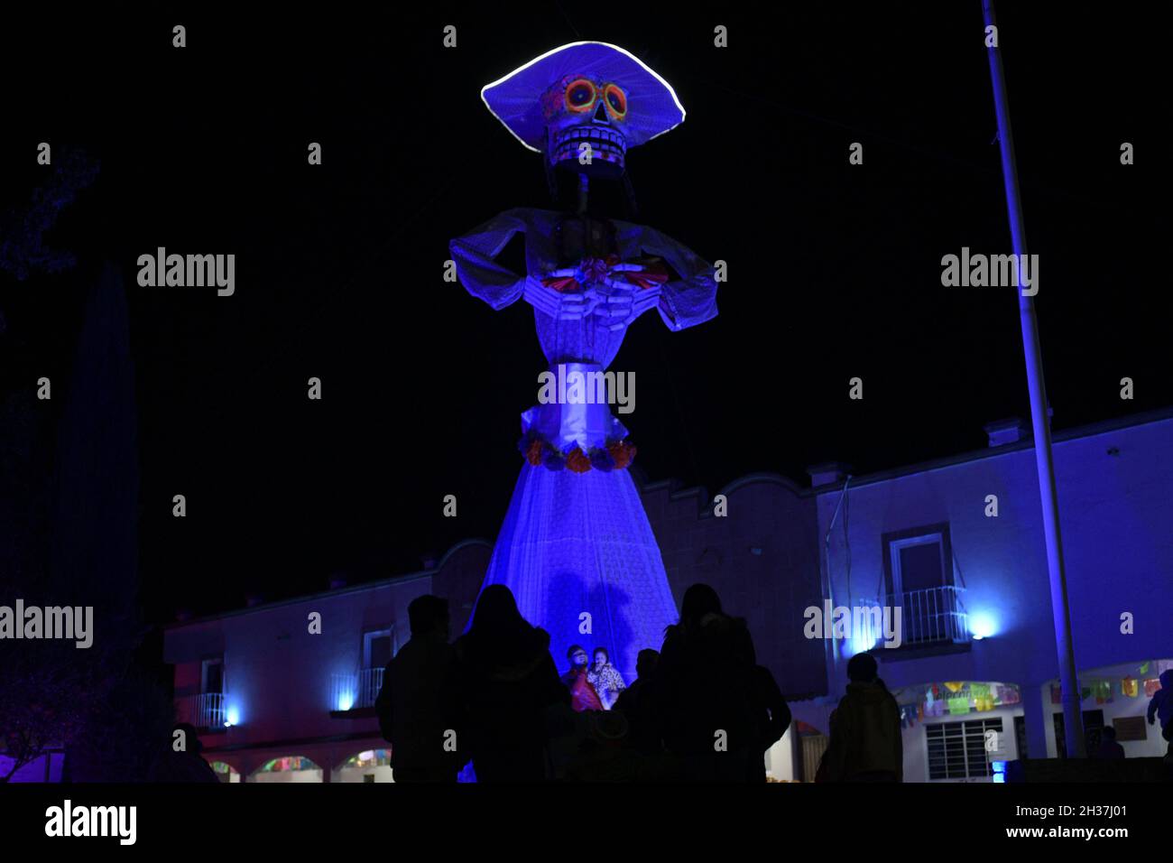 View of Monumental Catrina with a 12 meters of long manufactured with ...