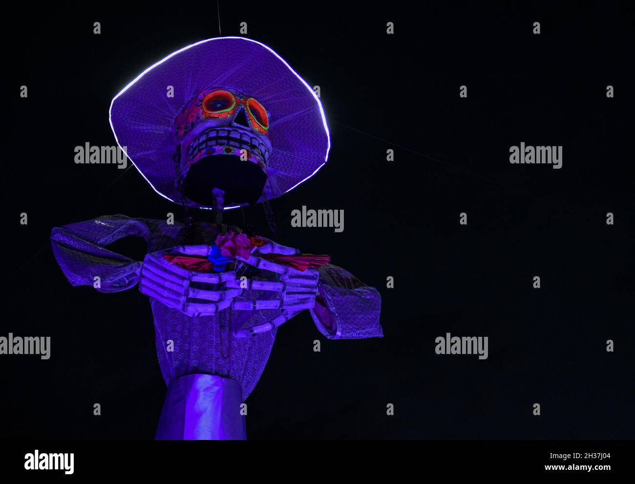 View of Monumental Catrina with a 12 meters of long manufactured with ...