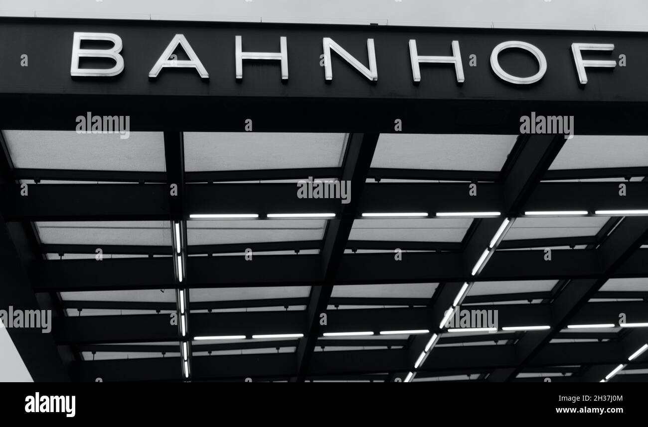 Train station sign Stock Photo - Alamy