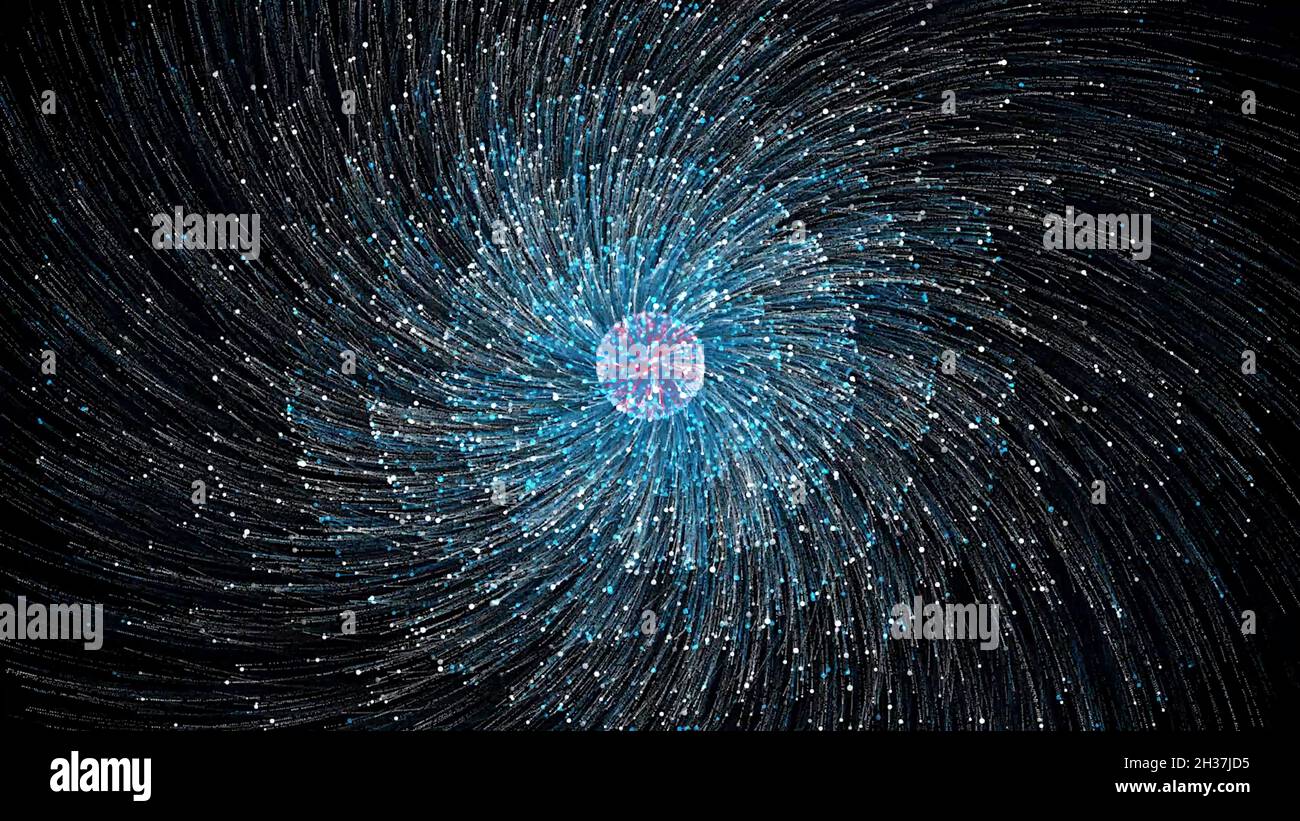 Abstract fireworks of multi-colored particles on black background ...