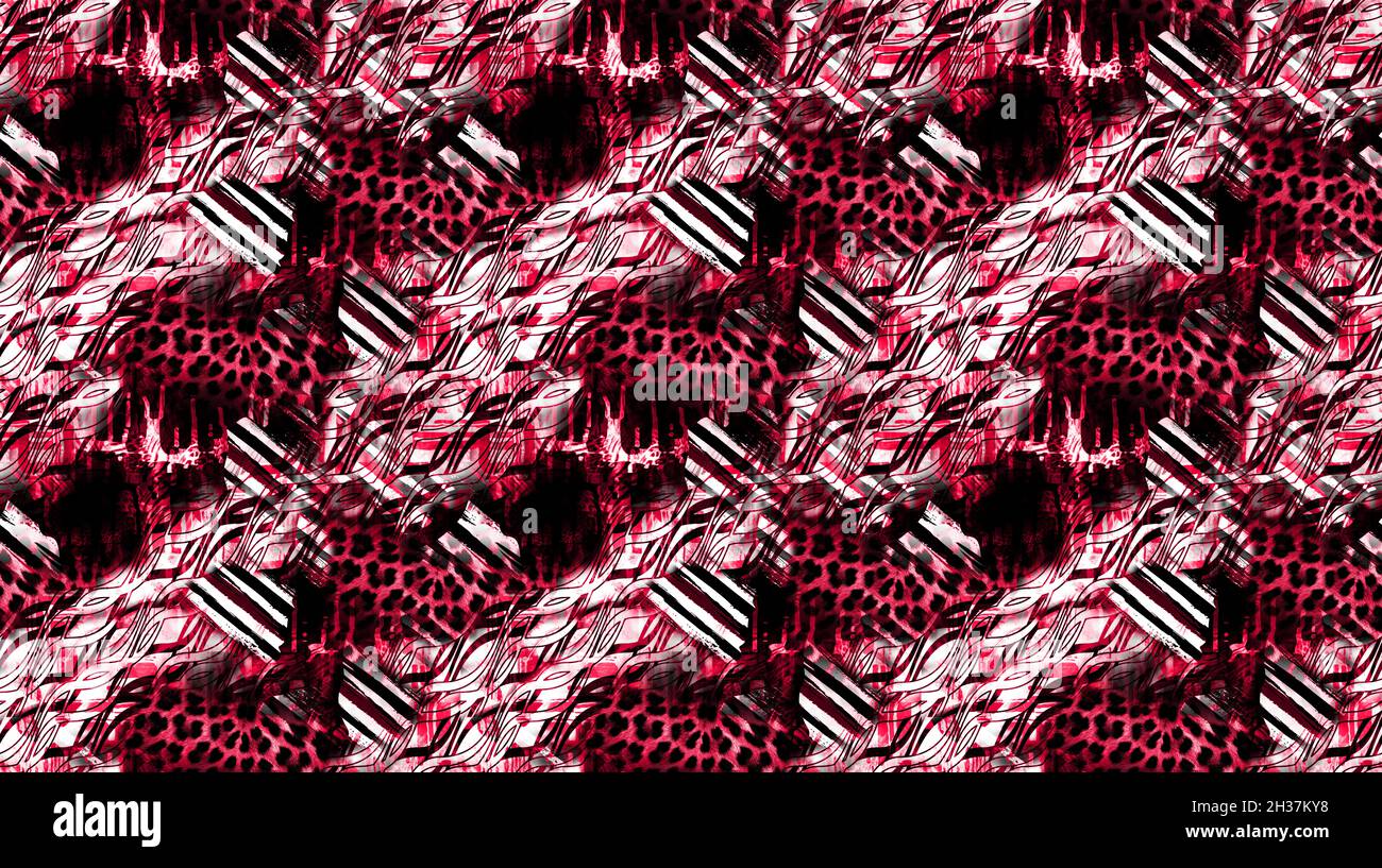 Seamless repeating pattern,endless colored leopard, and zebra themed print pattern.Animal print ...