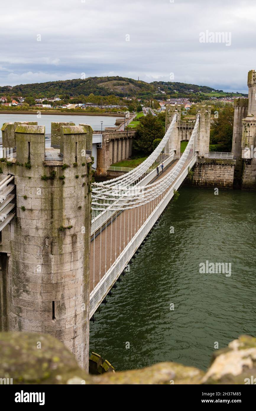 Thomas Telford suspension bridge, Conwy, Clwyd, Wales Stock Photo - Alamy