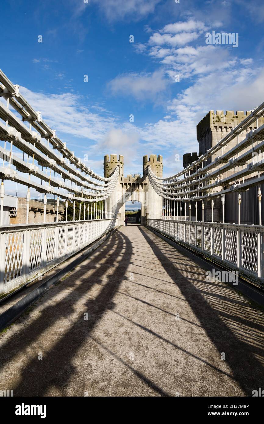 Thomas Telford suspension bridge, Conwy, Clwyd, Wales Stock Photo - Alamy