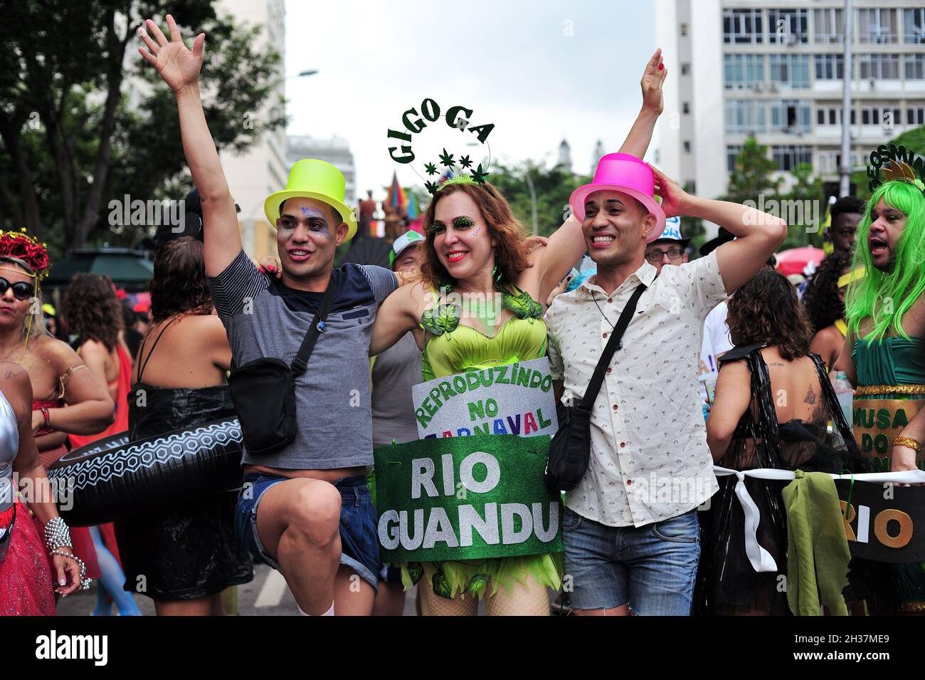 Brazil - February 22, 2020: Disguised revelers celebrate life at the ...