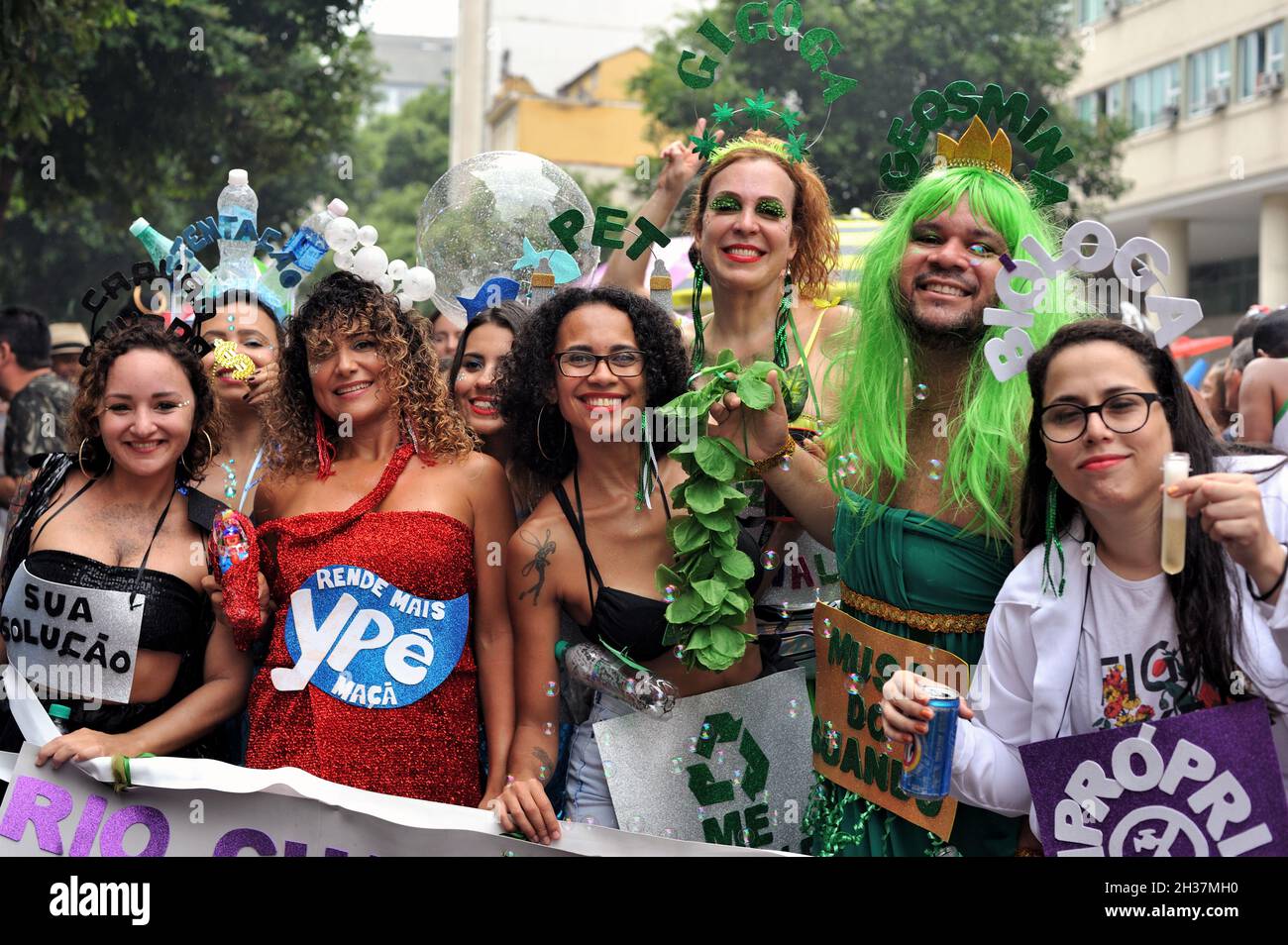 Brazil –February 22, 2020: Revelers wearing costumes inspired by ...