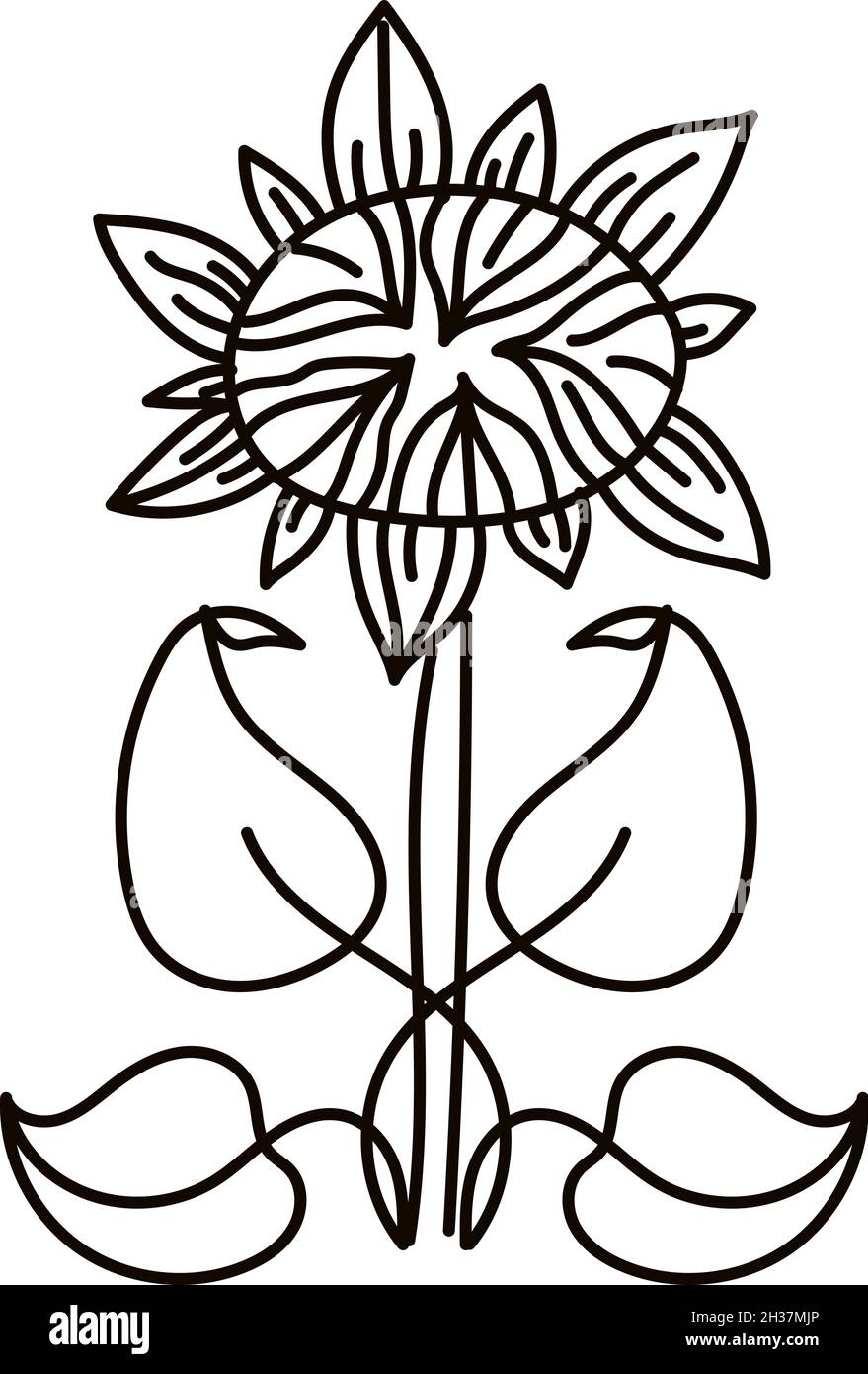 Set of sunflowers in the doodle style. Flowers are suitable for the ...