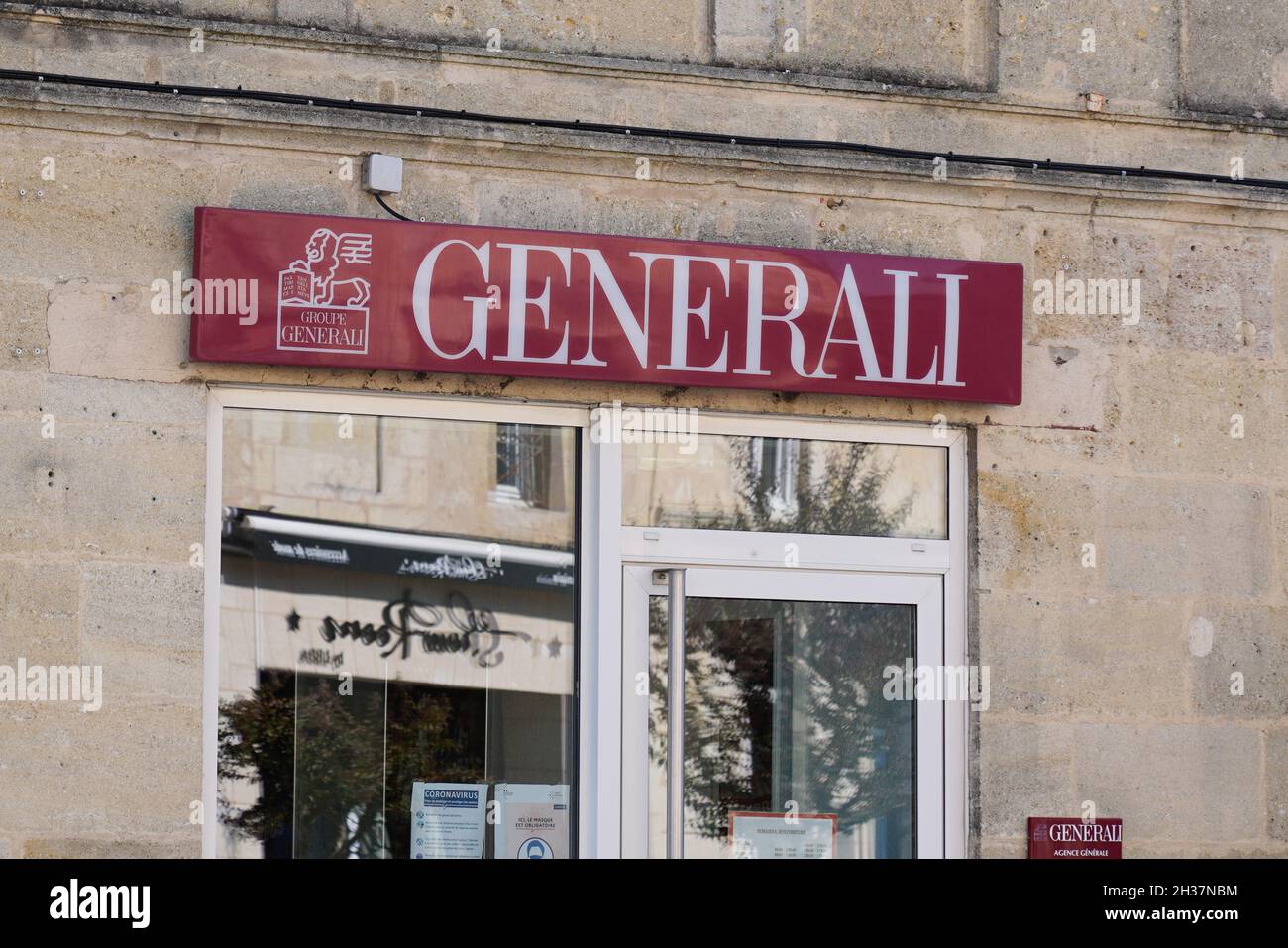 Bordeaux , Aquitaine France - 10 15 2021 : Generali logo brand and text ...