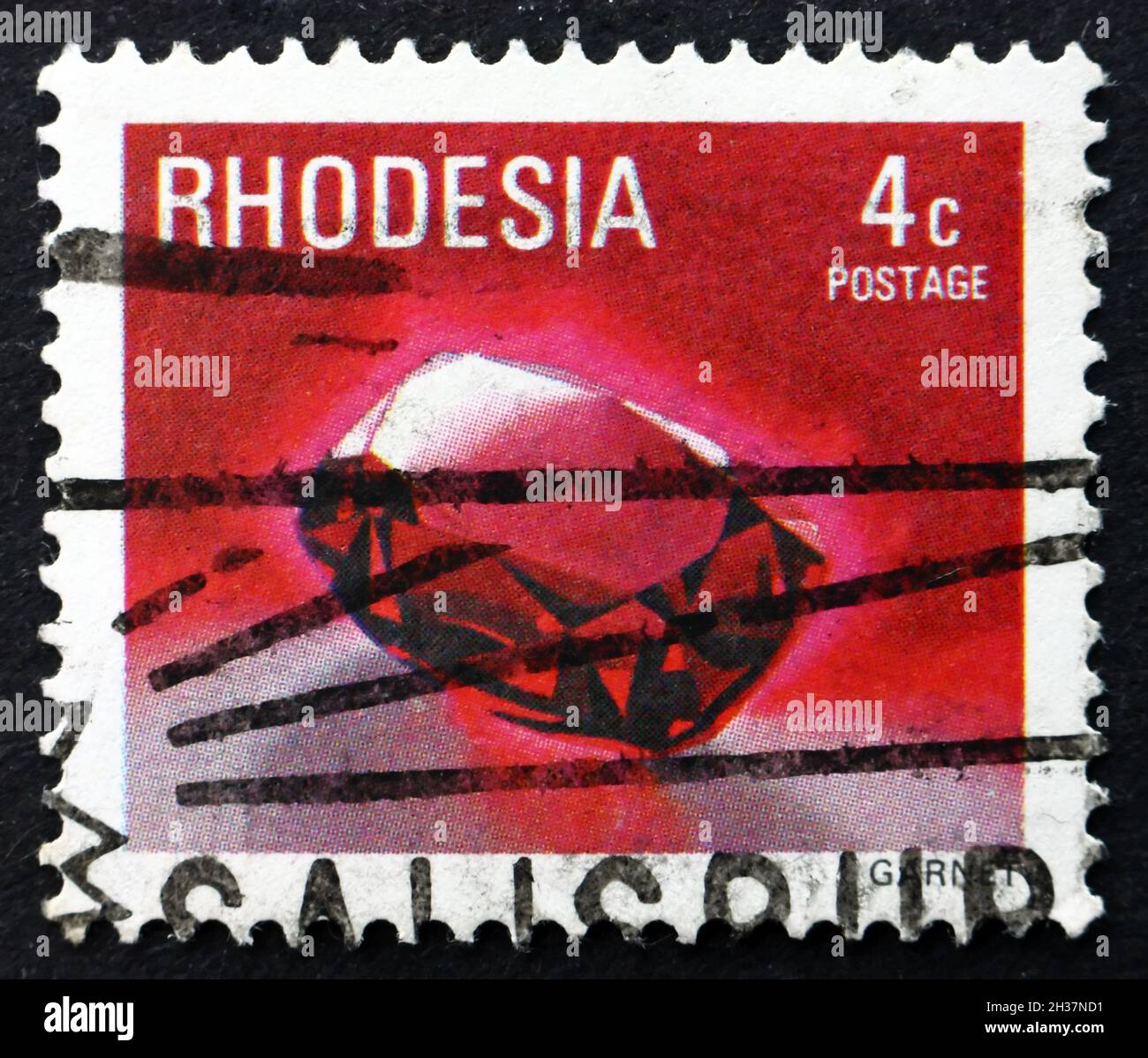 RHODESIA - CIRCA 1978: a stamp printed in Rhodesia shows Garnet ...