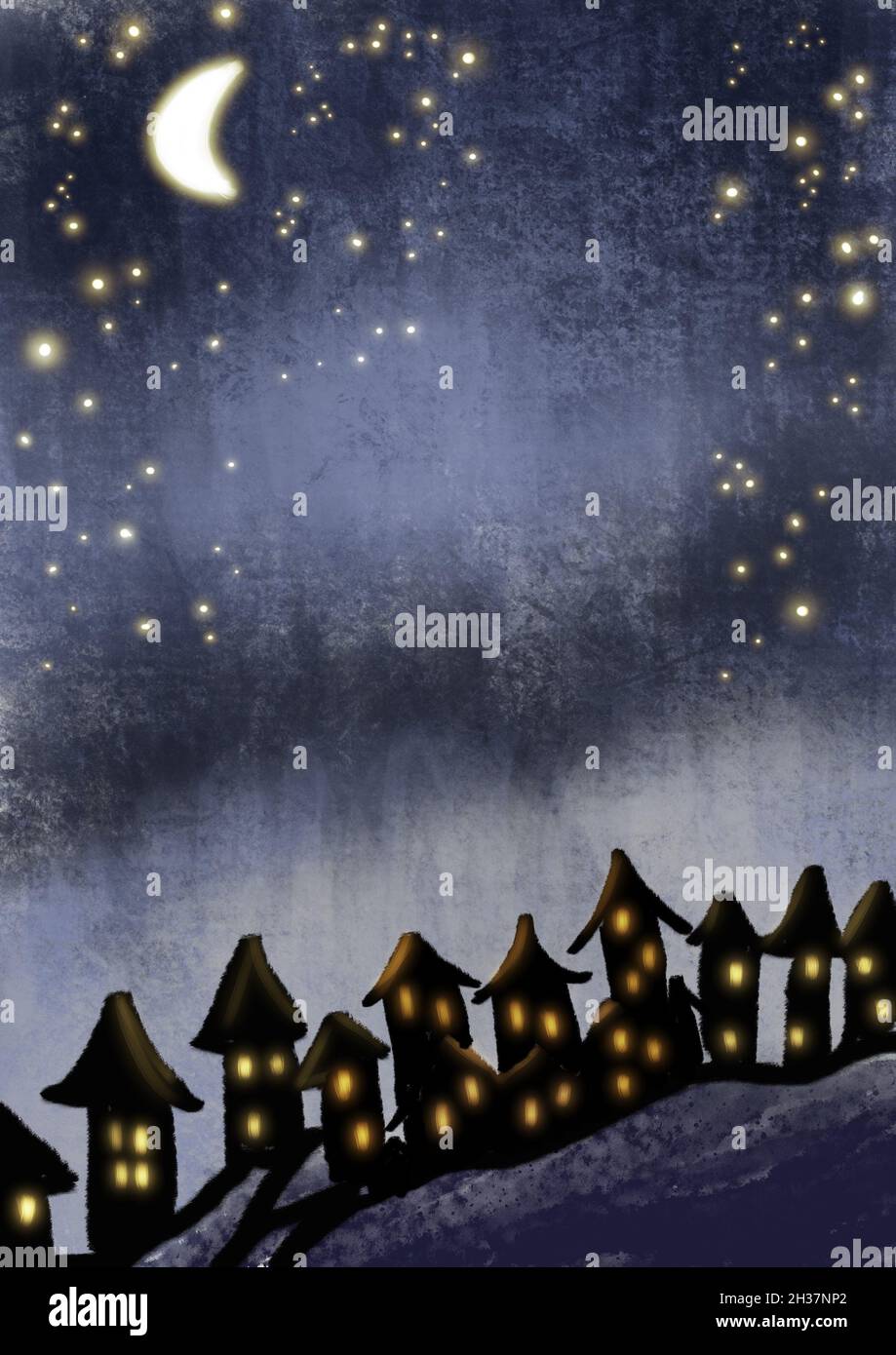 night scene illustration Stock Photo - Alamy