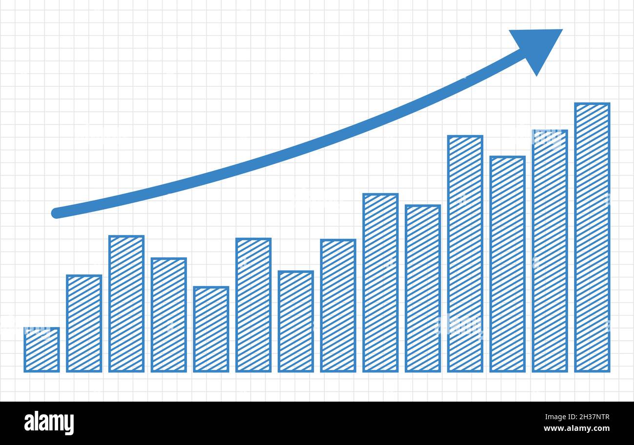 bar graph growth and up arrow. vector illustration Stock Vector Image ...