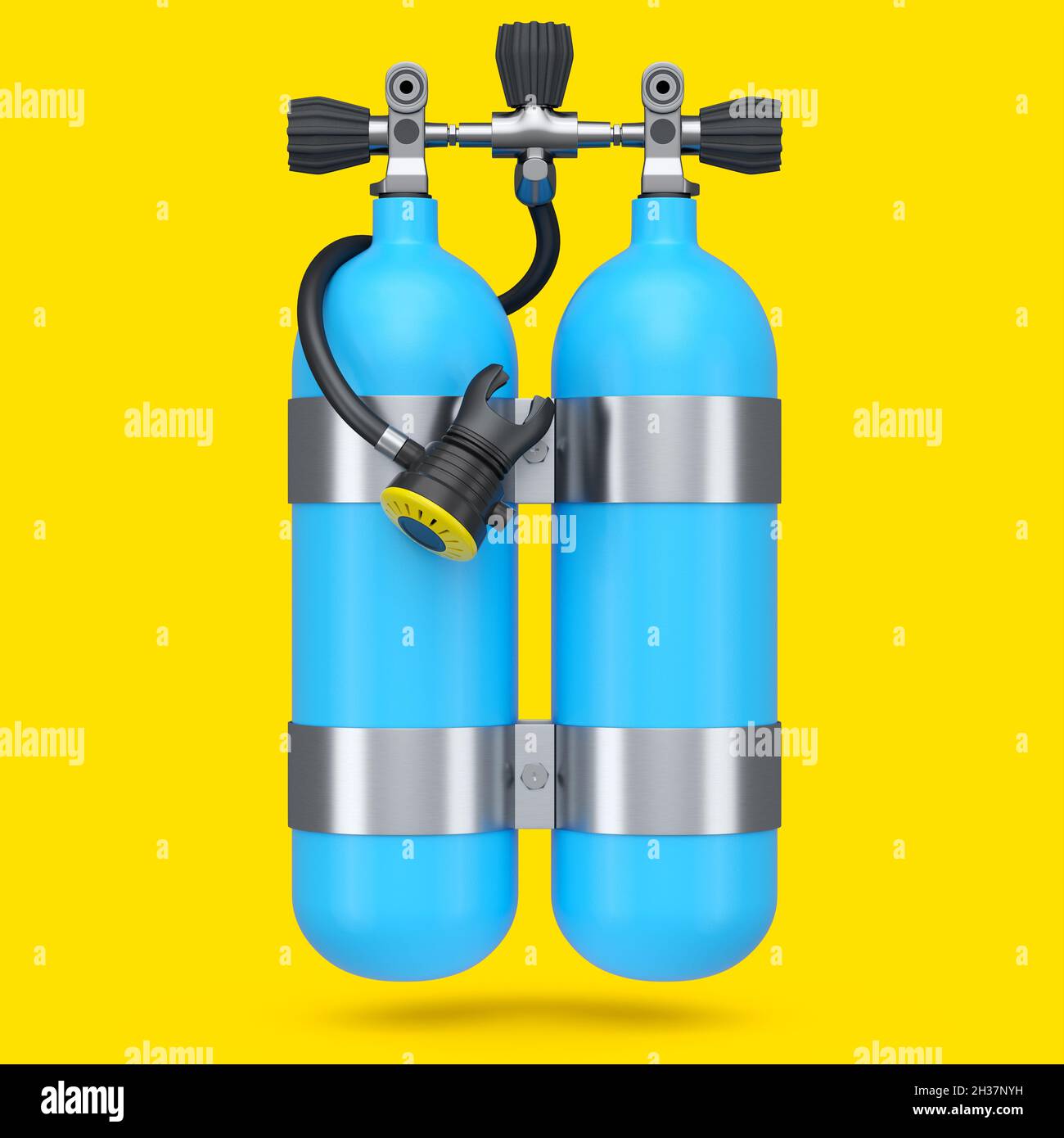 Blue diving tanks or balloons full oxygen for snorkeling isolated on a ...