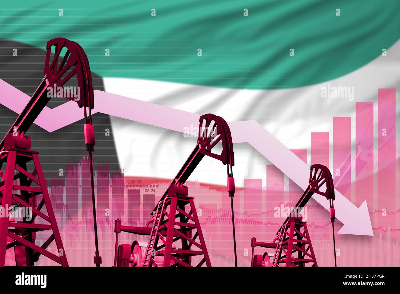 Kuwait oil industry concept, industrial illustration - lowering down ...