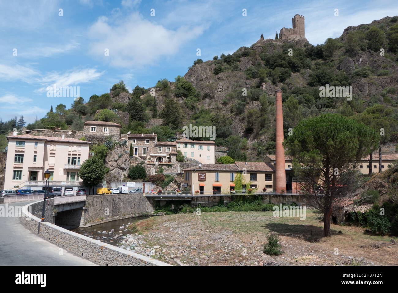 View of Lastours in France, characteristic old French village with ...