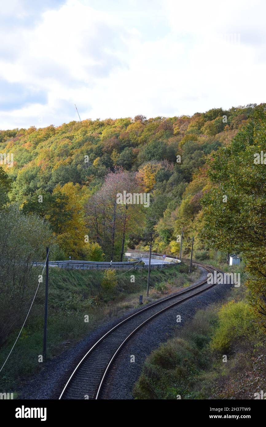 railroad curves in the Eifel Stock Photo - Alamy